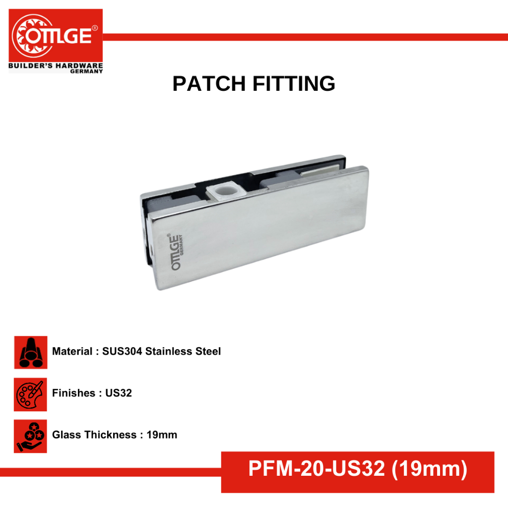 Jual Patch Fitting/Penjepit Pintu Kaca OMGE PFM-20-US32 (19mm) | Shopee ...