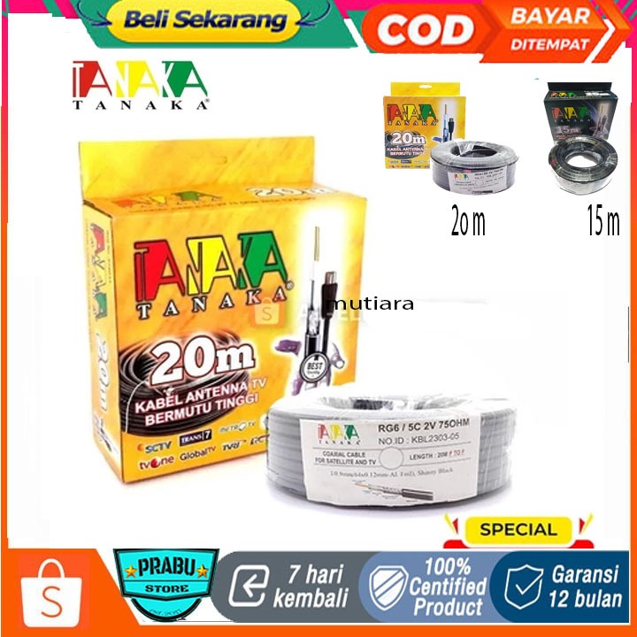 Jual Kabel Antena Tanaka 20 Meter 5C Coaxial Cable 20M FULLL PROMO NEW | Shopee Indonesia