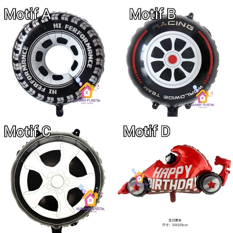 Jual balon foil roda ban mobil balap hotwheels cars bulat mcqueen tire ...