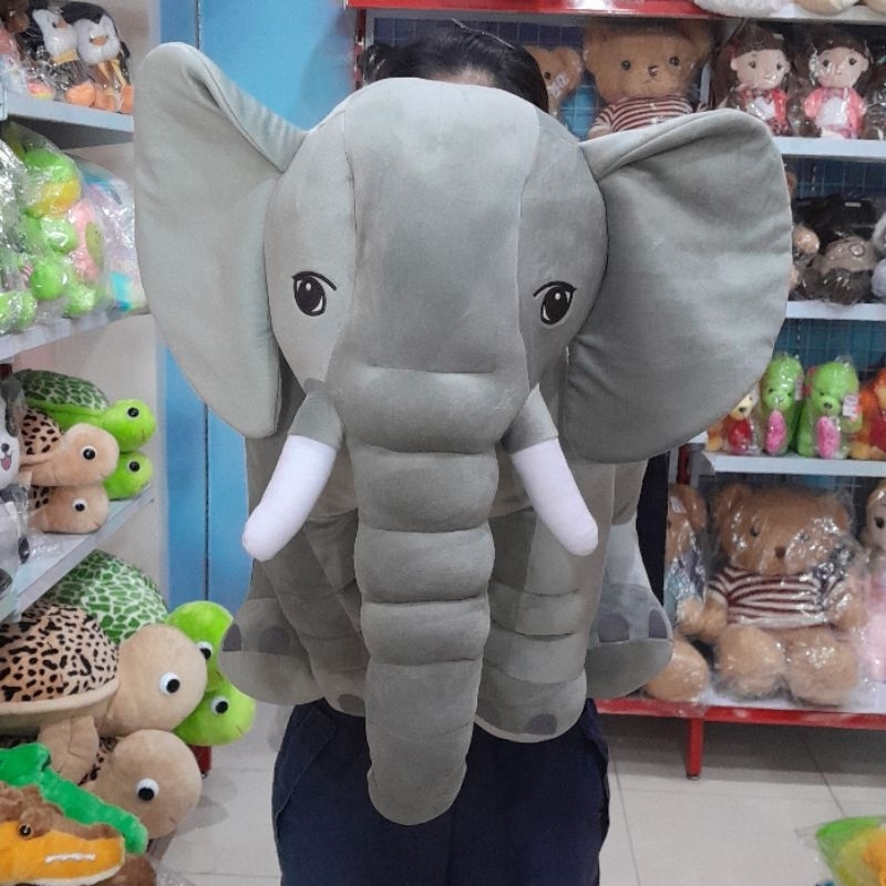 Jual Boneka Gajah Besar Elephant Jumbo Abu-abu Bahan Halus & Lembut ...