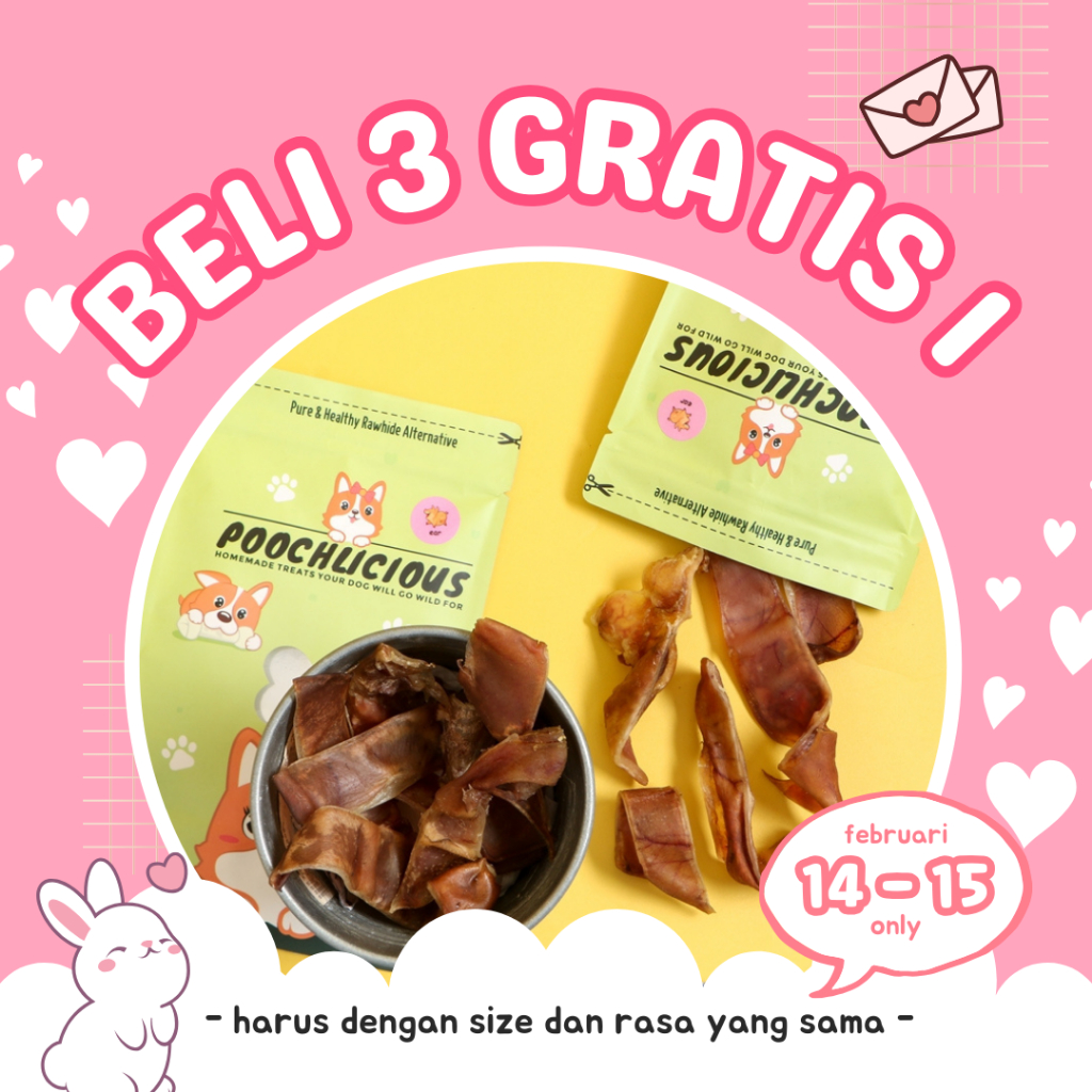 Jual Poochlicious Pig Ear Stripes / Pig Ear / Kuping Babi / Dog Snack ...