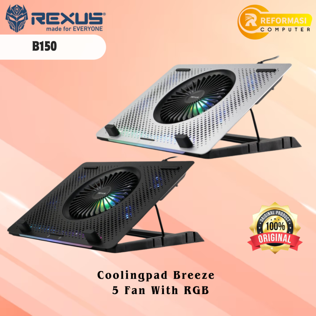 Jual Rexus Cooling Pad / Coolingpad Breeze B150 5 Fan With RGB | Shopee ...