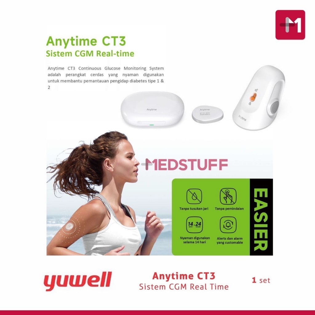 Jual CGM Set CT3 Yuwell CGM Yuwell CT3 Anytime Continuous Glucose Monitoring System Alat Cek ...