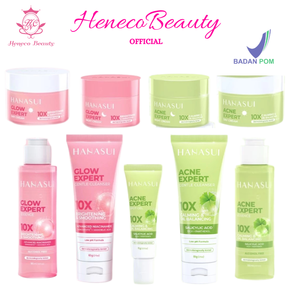 Jual HANASUI Glow / Acne Expert 10x Gentle Cleanser 60gr / Essence ...
