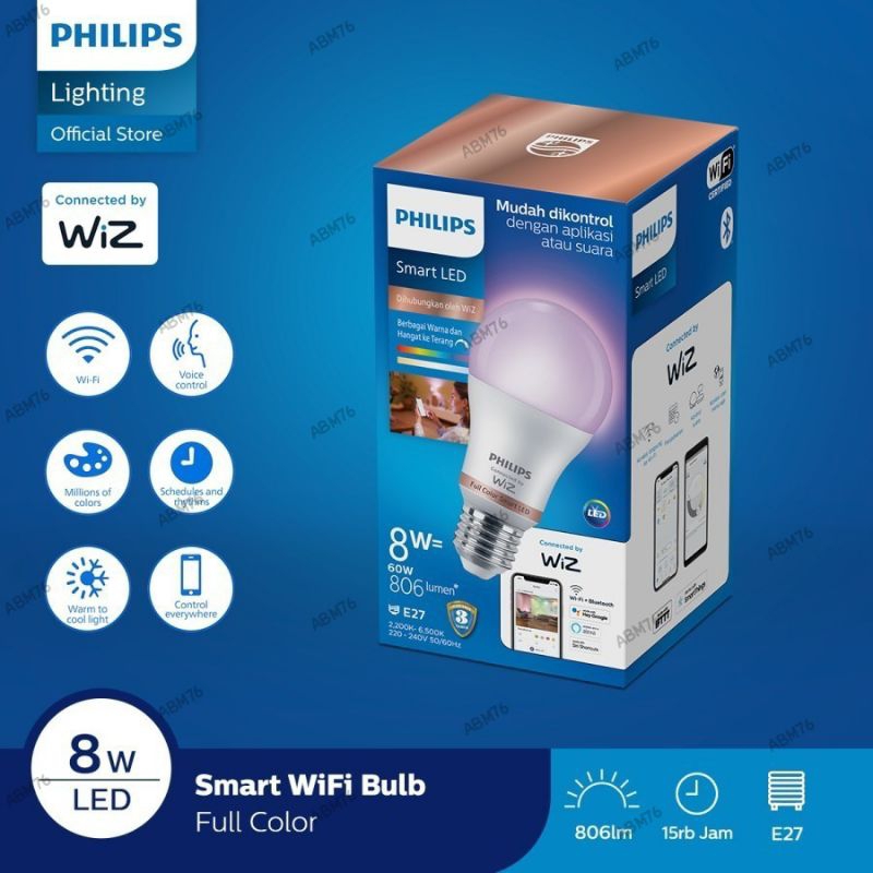 Jual philips lampu smart wifi led bulb 8w color & tunablewhite Wiz | Shopee Indonesia
