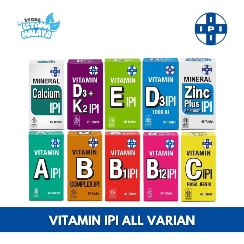 Jual Vitamin IPI A, B1 , B12, B Complex, C, D, E, Zinc | Shopee Indonesia