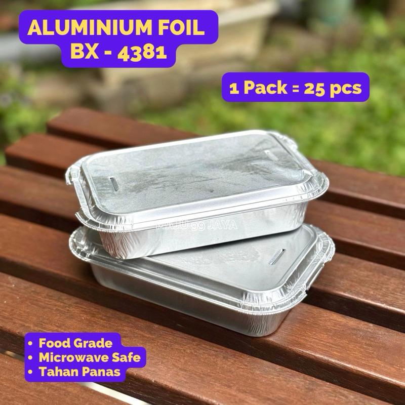 Jual (25 PCS) Aluminium Foil Tray Kotak BX 4381 Persegi Panjang Tutup ...