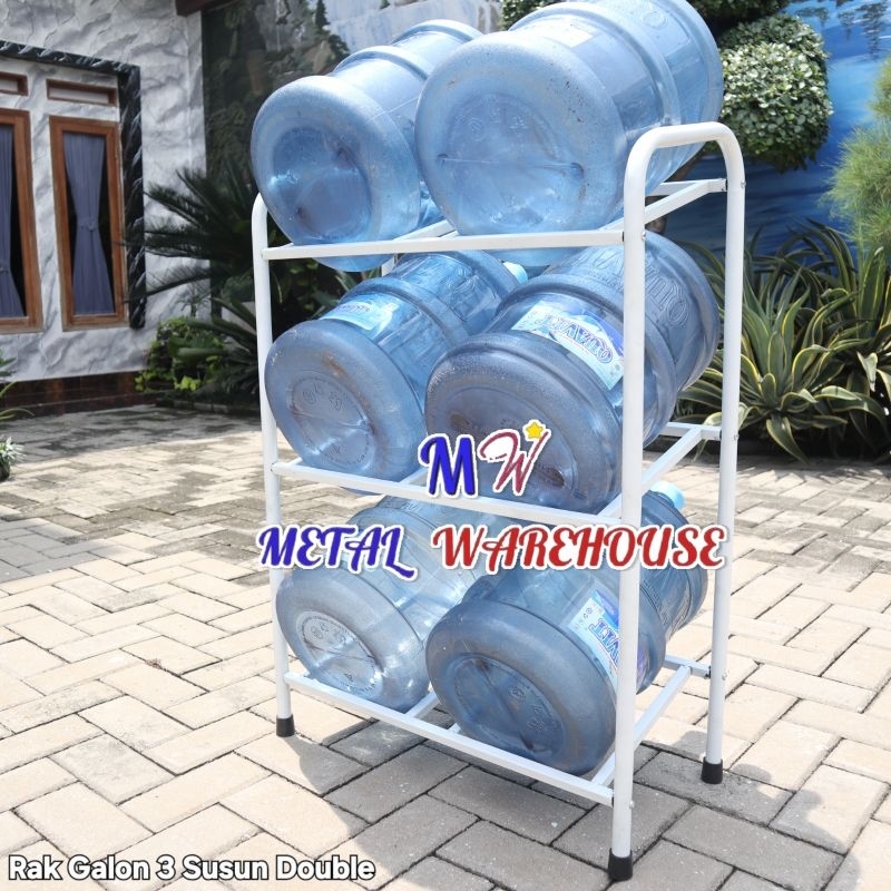 Jual Rak Galon Susun 3 Double 6 Galon Tempat Galon Susun Besi Putih ...