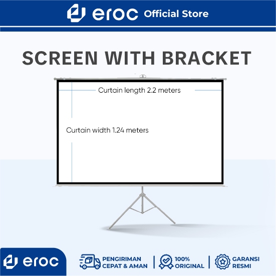 Jual EROC Screen Proyektor with tripod - Ukuran 100 Inch Bahan kain ...
