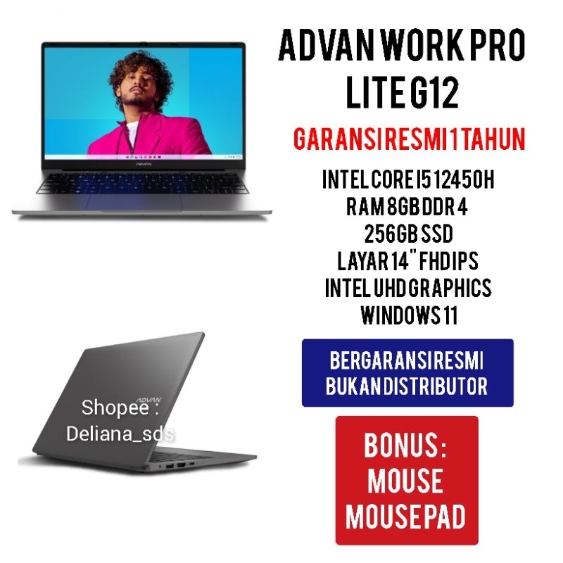 Jual Laptop Advan Work Pro Lite G12 Intel Core i5 12450H 14" FHD IPS ...