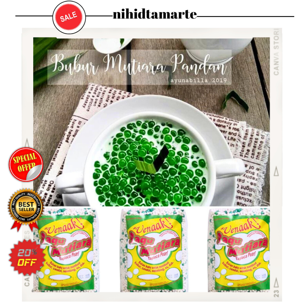 Jual Sagu Mutiara wangi HIJAU 500 gr/Rasa enak, Aroma wangi/Topping Es ...