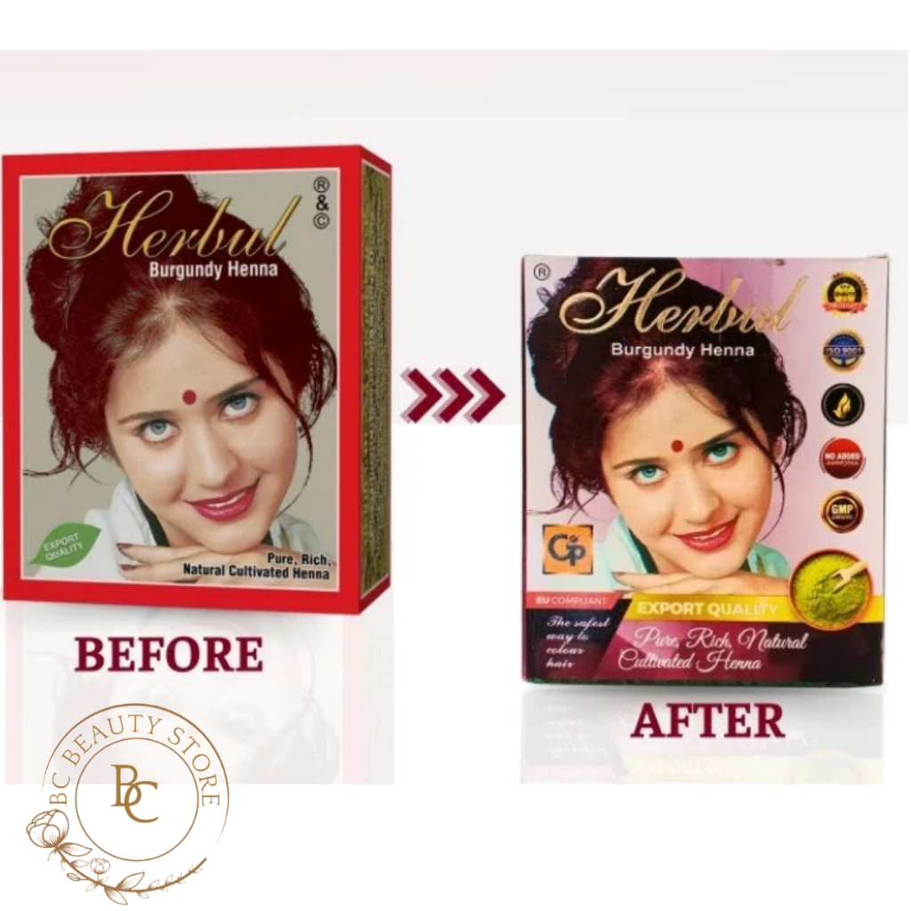 Jual Pewarna Rambut Herbul Burgundy Henna Hair Dyes Box isi 6pcs ...