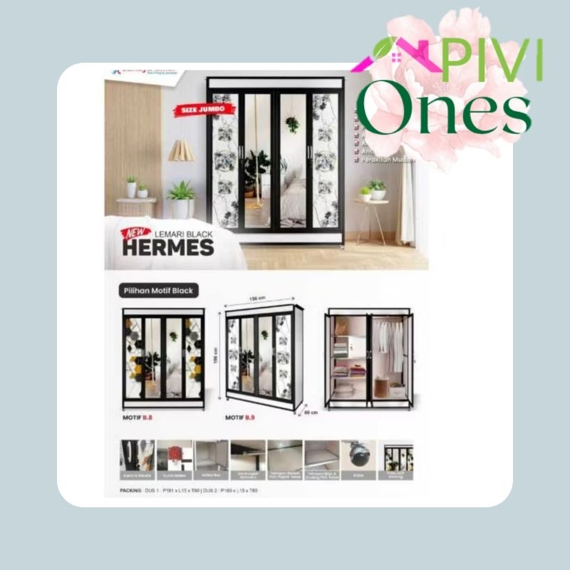 Jual Lemari Pakaian Lemari Baju Minimalis Bahan Alumunium PVC Uk 160 cm ...