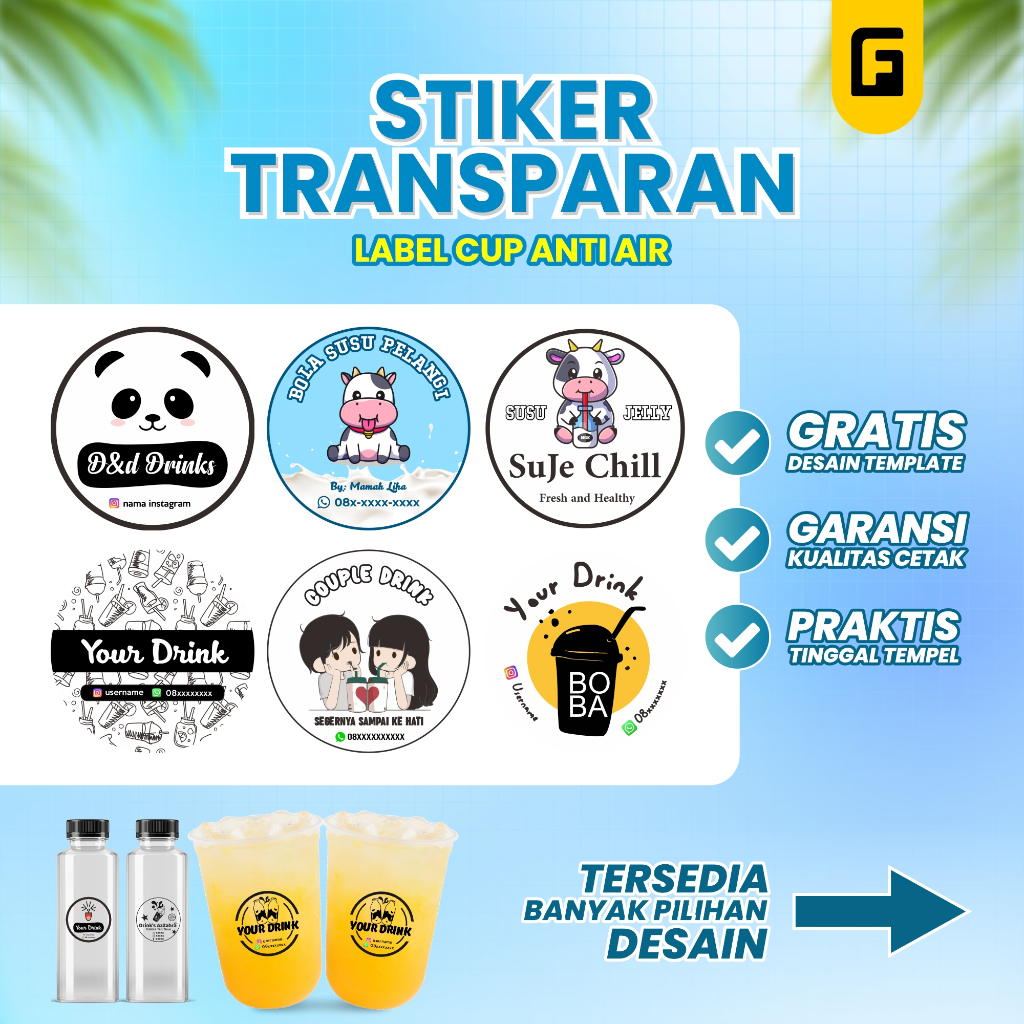 Jual Cetak Stiker Kemasan Transparan Anti Air Cutting Bulat / Stiker ...