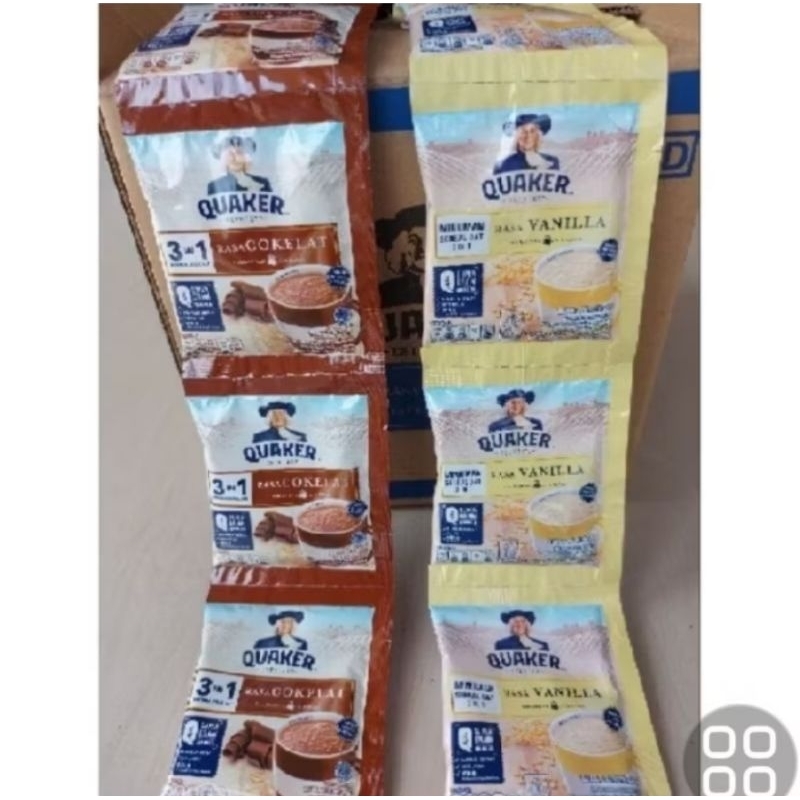 Jual Quaker Oatmeal Minuman Sereal Rasa Cokelat/Vanilla 1 Renceng isi ...