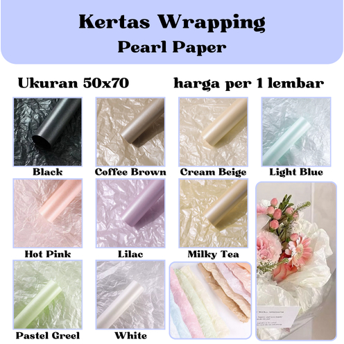Jual Kertas Pearl Wrapping Paper 50x70cm (ECER) Korean Sydney Flower ...