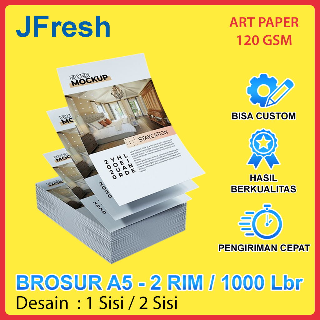 Jual Cetak Brosur Ukuran A5 2 Rim 1000 Lembar Harga Grosir TERMURAH Kertas Art Paper 120 gsm 1 ...
