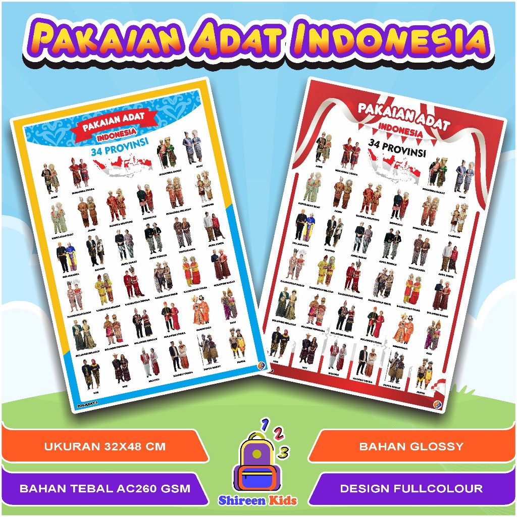 Jual POSTER PAKAIAN ADAT INDONESIA - PAKAIAN TRADISIONAL - PAKAIAN ...