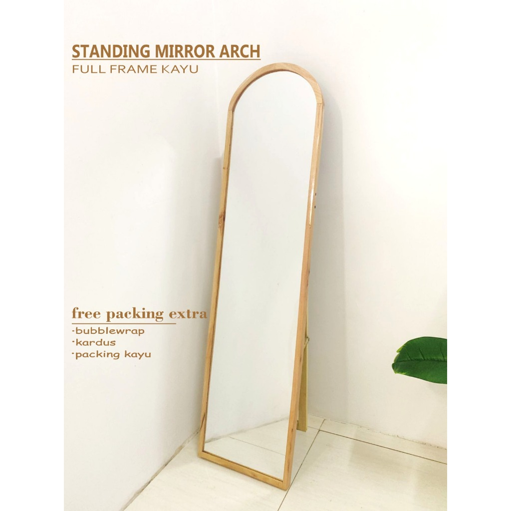 Jual FREE PACKING KAYU Cermin Kaca Ukuran 125x30cm Standing Mirror ...