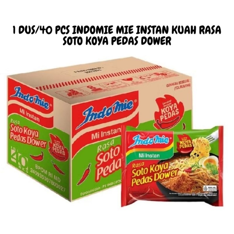 Jual 1 DUS/40 PCS INDOMIE MIE INSTAN KUAH RASA SOTO KOYA PEDAS DOWER ...