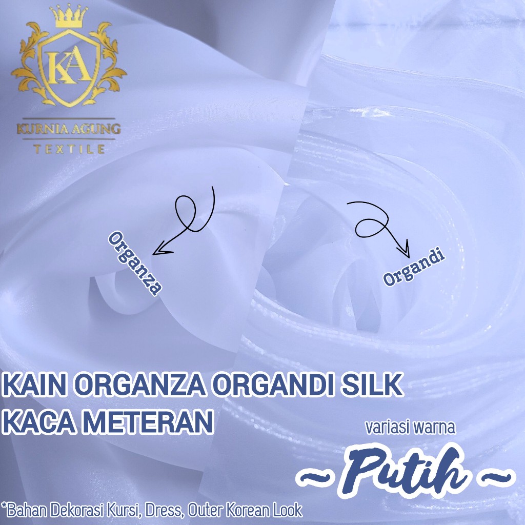 Jual Kain Organza Organdi Satin Silk Polos warna PUTIH WHITE Import ...