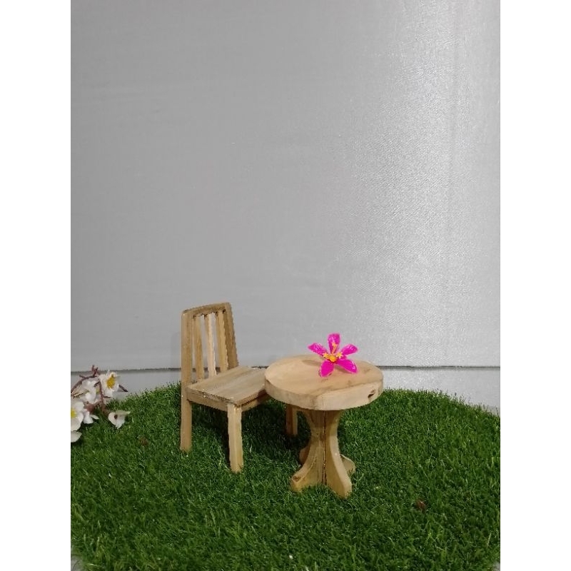 Jual miniatur kayu set kursi meja boneka untuk teras free busa dudukan ...