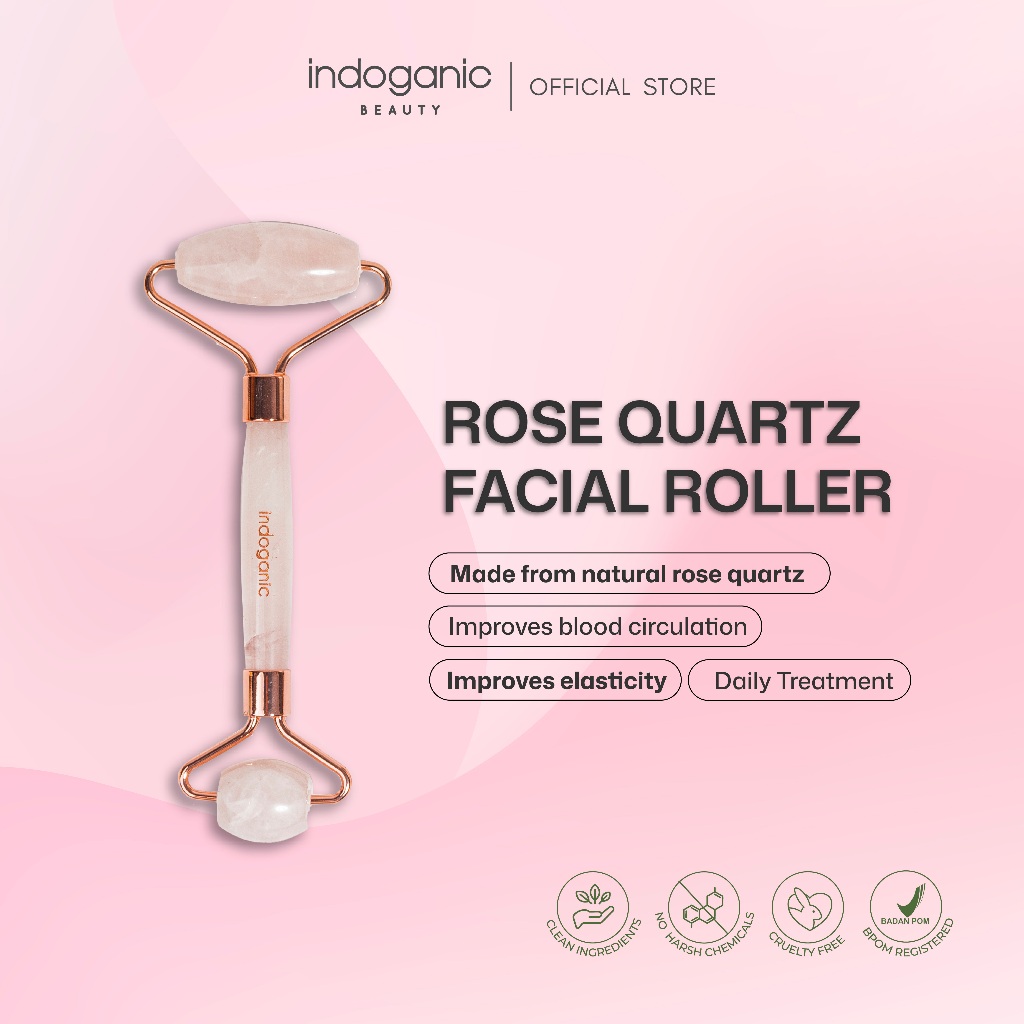 Jual Indoganic Beauty Rose Quartz Facial Roller/Roller Wajah/Alat Pijat ...