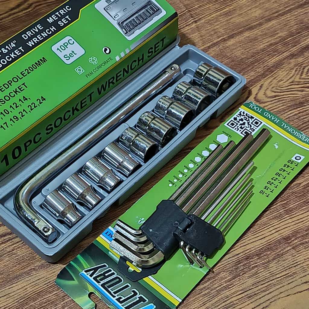 Jual PROMO Paket Lengkap Kunci Sok 10 Pcs 8-24 Mm + Kunci L Set 9 Pcs ...