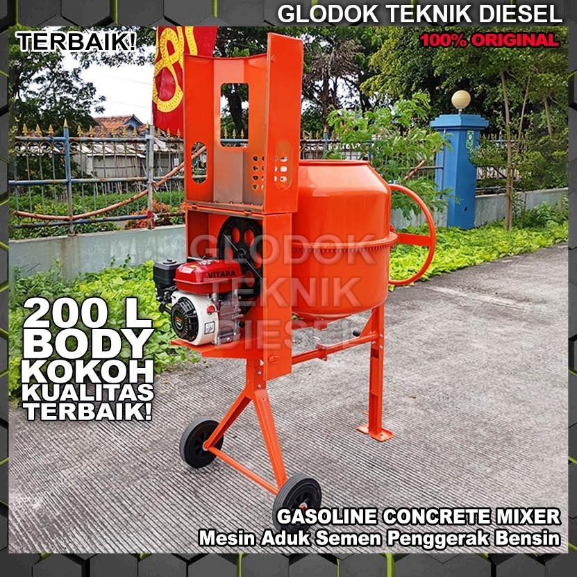 Jual Mesin Molen 25 KG Engine Bensin Concrete Mixer Pengaduk Semen 25kg ...