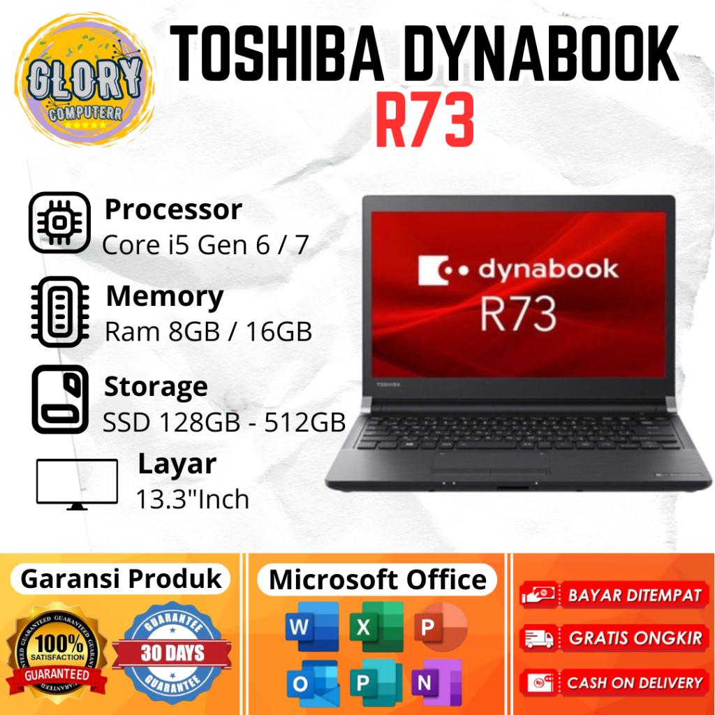 Jual Toshiba Dynabook R73 Core i5 Gen 6 / 7 Ram 8GB / 16GB SSD 128GB ...