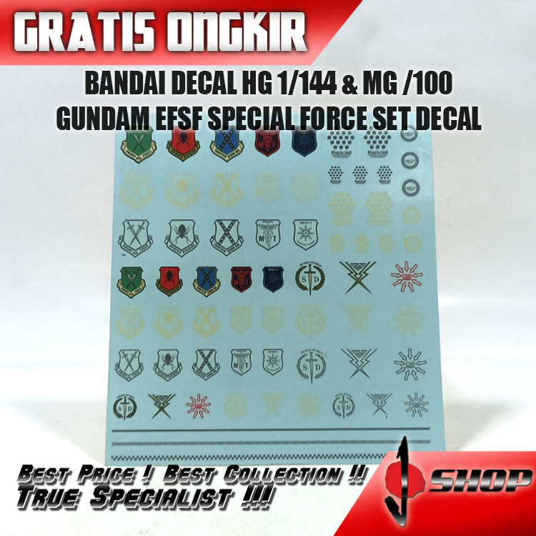 Jual BANDAI DECAL HG 1/144 & MG 1/100 GUNDAM EFSF SPECIAL FORCE SET ...