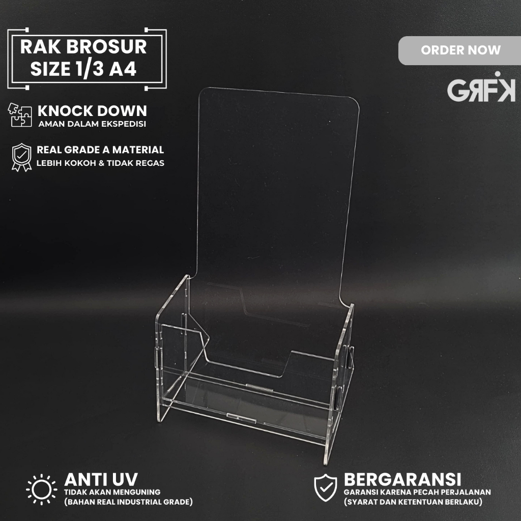 Jual TEMPAT BROSUR 1/3 A4 KNOCK DOWN / DISPLAY BROSUR AKRILIK ...