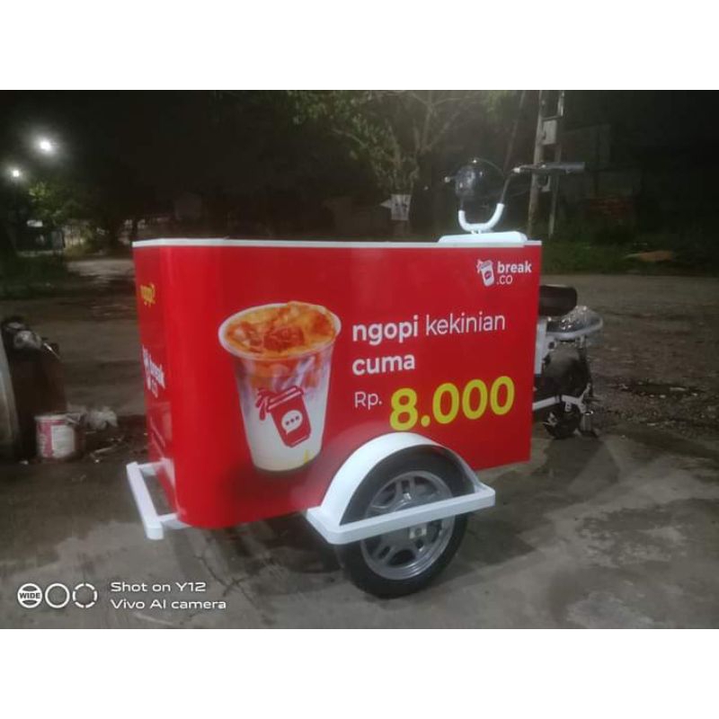 Jual Gerobak Es Kopi Keliling Sepeda Listrik 2 Pintu Ukuran 90x50x50 ...