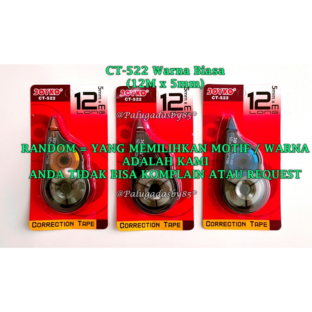 Jual (1 Biji) GROSIR Correction Tape Joyko CT-522 (12 M x 5 mm) / Pita ...