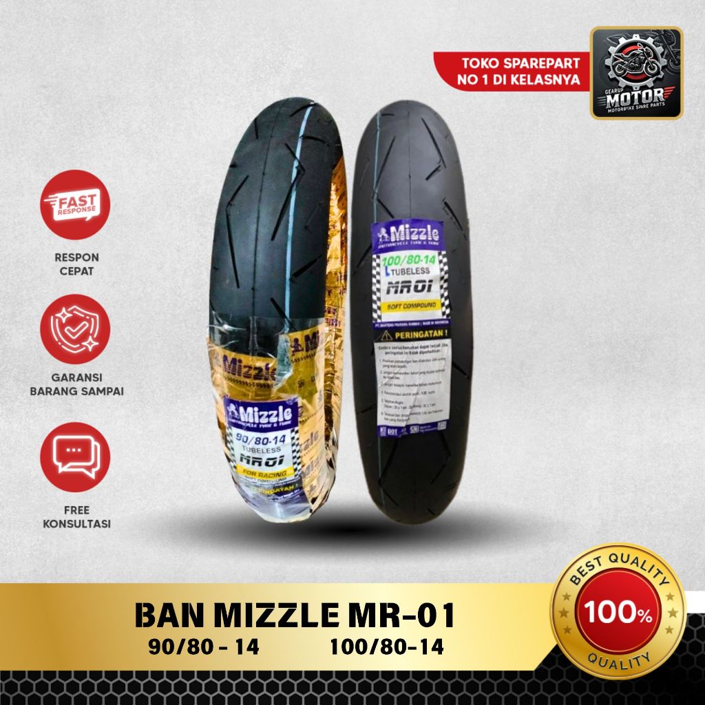 Jual BAN MIZZLE MR01 MR 01 90/80 RING-14 100/80 RING 14 100 80 14 BAN DONAT MATIC TUBELESS ...