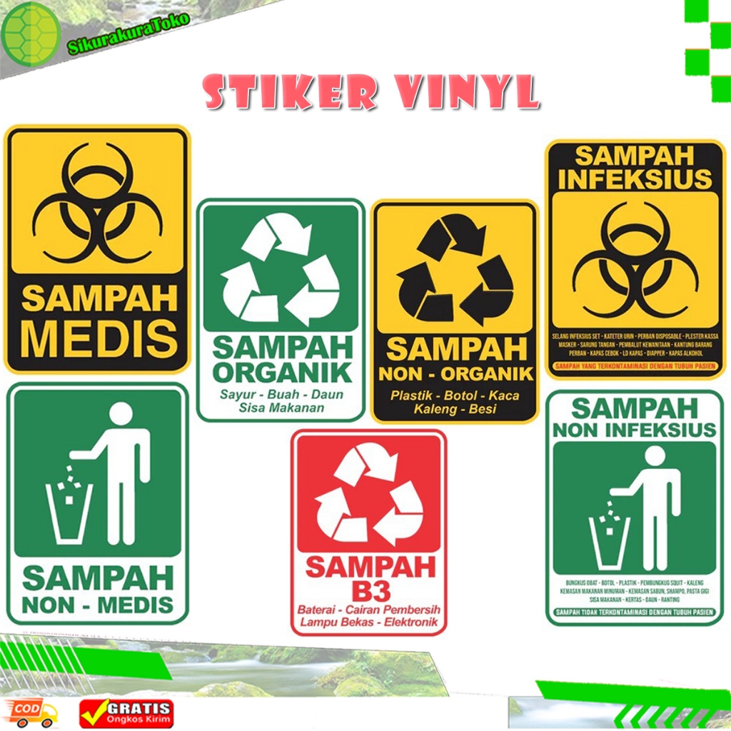 Jual (Skr) Stiker Vinyl Sampah Medis Organik infeksius B3 dan non rumah ...