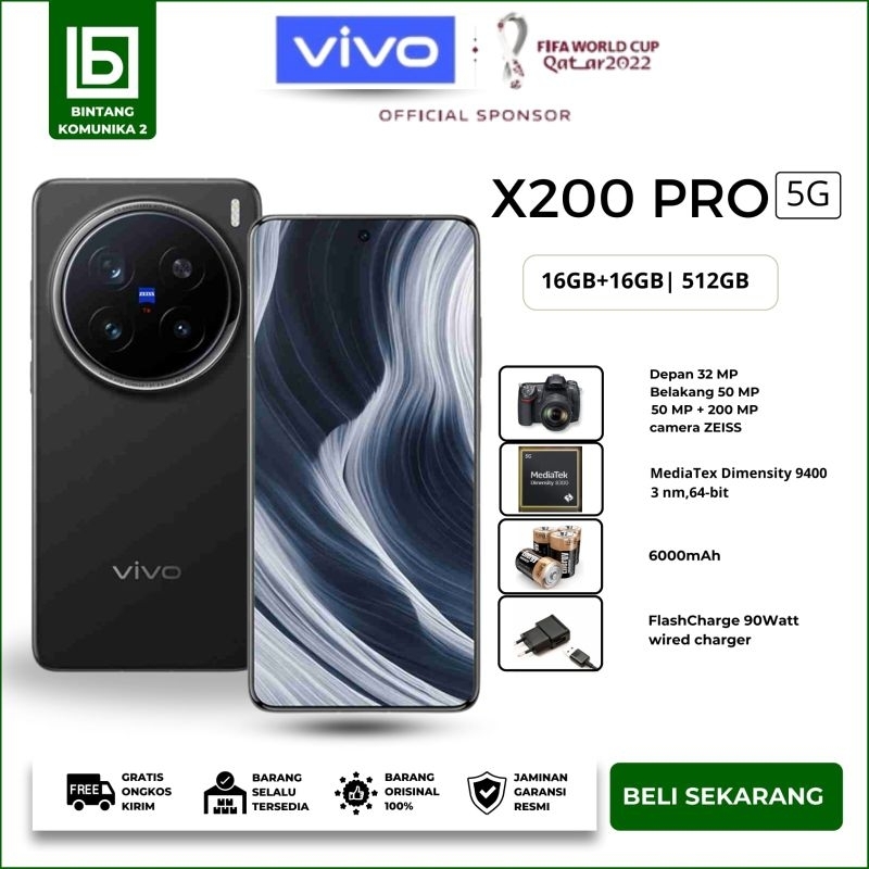 Jual NEW Promo!! VIVO X200 Pro 5G ram LPDDR5X 16GB+16GB/512GB Camera ...