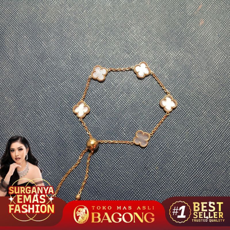Jual GELANG FASHION CLOVER PINK SERUT 17K/750-ASLI BAGONG GOLD BAGONG ...