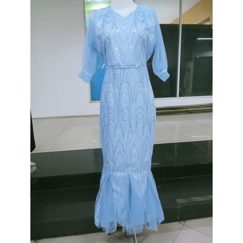 Jual GAUN DUYUNG PANJANG LONG DRESS MIDI DRESS KHUSUS WARNA BLUE ICE ...