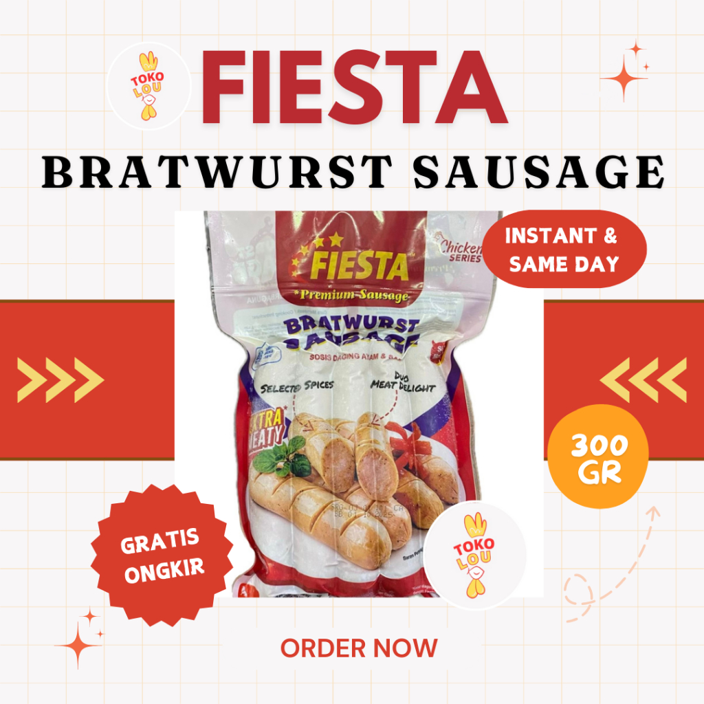 Jual FIESTA BRATWURST SAUSAGE 300GR | ISI 5 SOSIS FIESTA | Shopee Indonesia