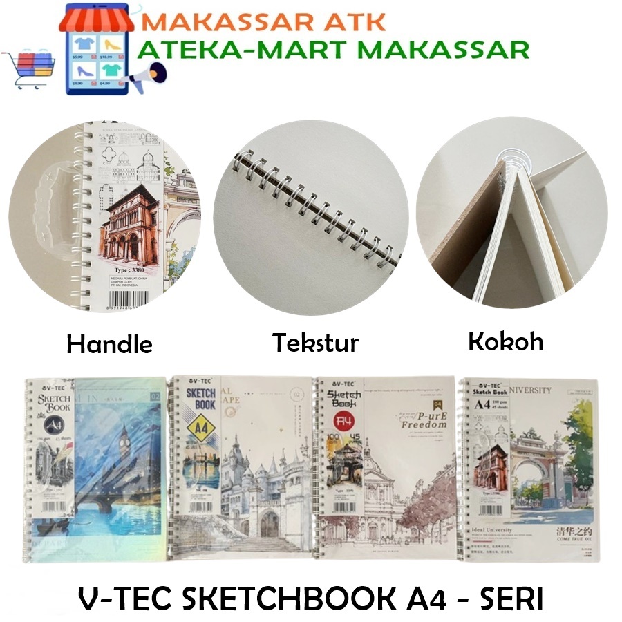 Jual [1 PCS] V-TEC SKETCHBOOK A4 - 3367 3375 3380 1118 BUKU GAMBAR SKETSA | Shopee Indonesia