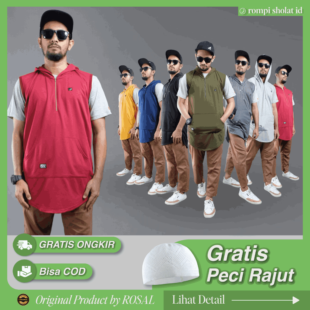Jual Rompi Sholat Hoodie Baju Muslim Pria Dewasa Bahan Baby Terry ...