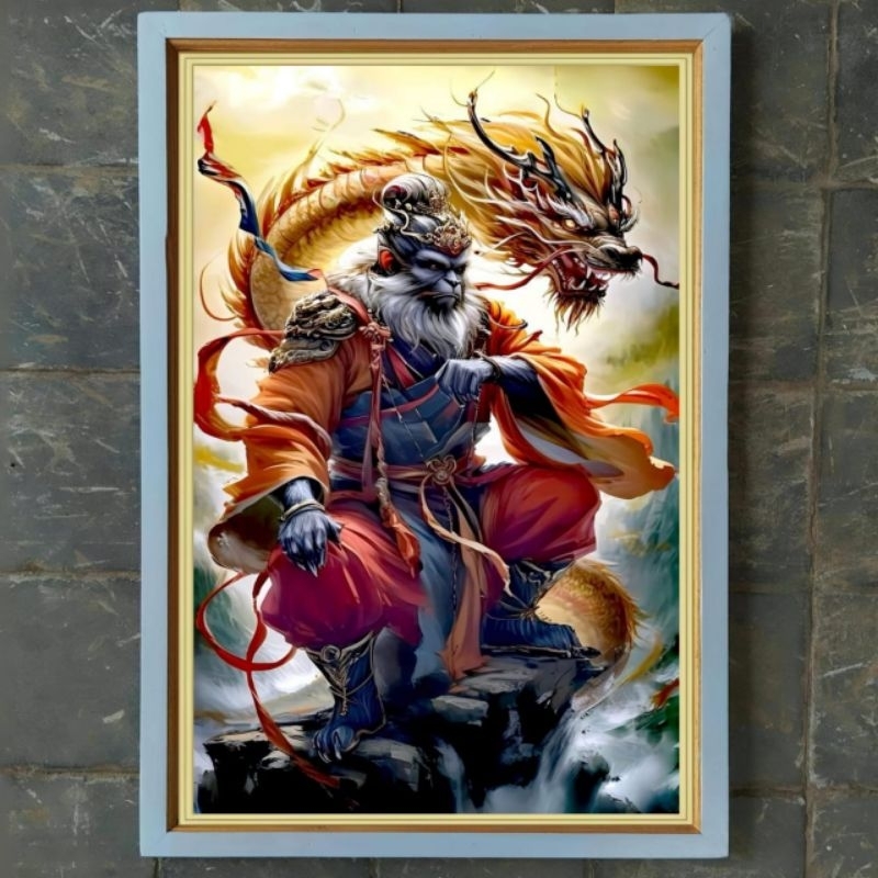 Jual hiasan dinding lukisan cetak raja kera kerasakti plus figura ...