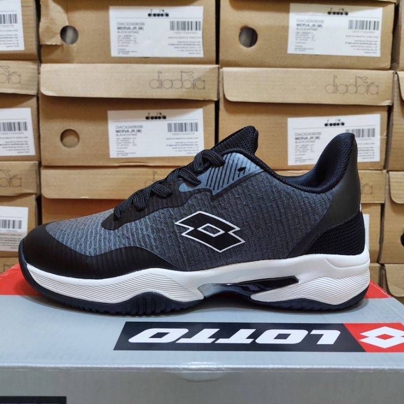 Jual Sepatu Lotto Cale Badminton/Tennis - Black/Grey | Shopee Indonesia