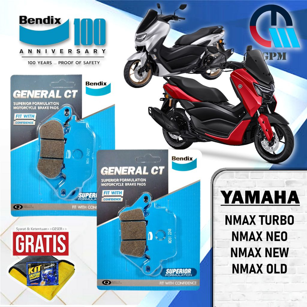 Jual Paket Kampas Rem Yamaha NMAX Old, NMAX New, NMAX Turbo Depan+Belakang BENDIX MD51 MD6 ...