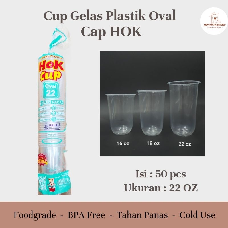 Jual [OVAL] HOK Cup Oval Gelas Plastik || Cup Gelas Es/Kopi Tanpa Tutup ...