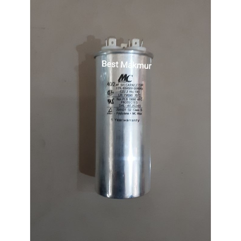 Jual capasitor ac mc 40uf/2uf 400vac kapasitor ac 40uf/2uf 400vac ...