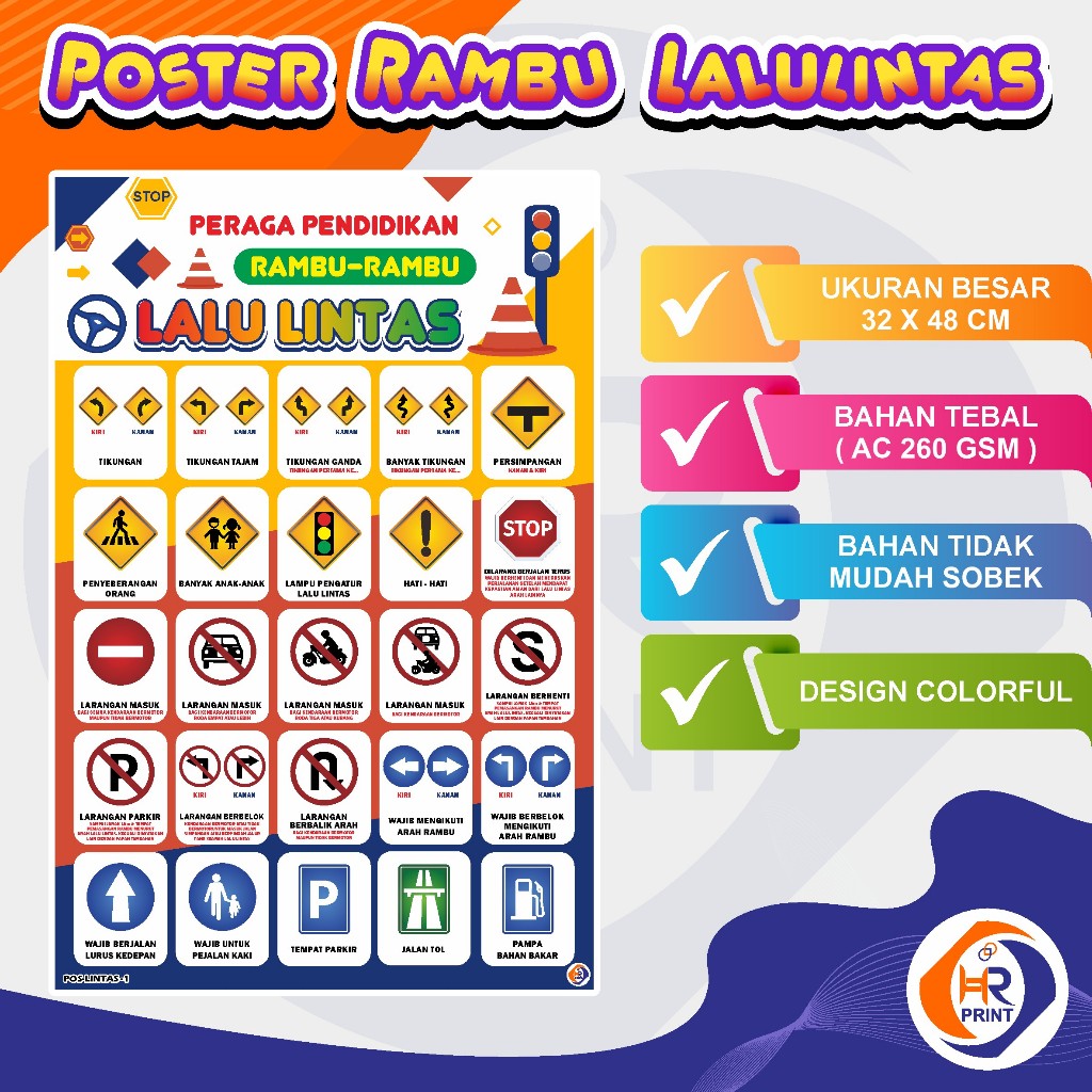 Jual POSTER RAMBU-RAMBU LALU LINTAS - POSTER EDUKASI ANAK - POSTER ...