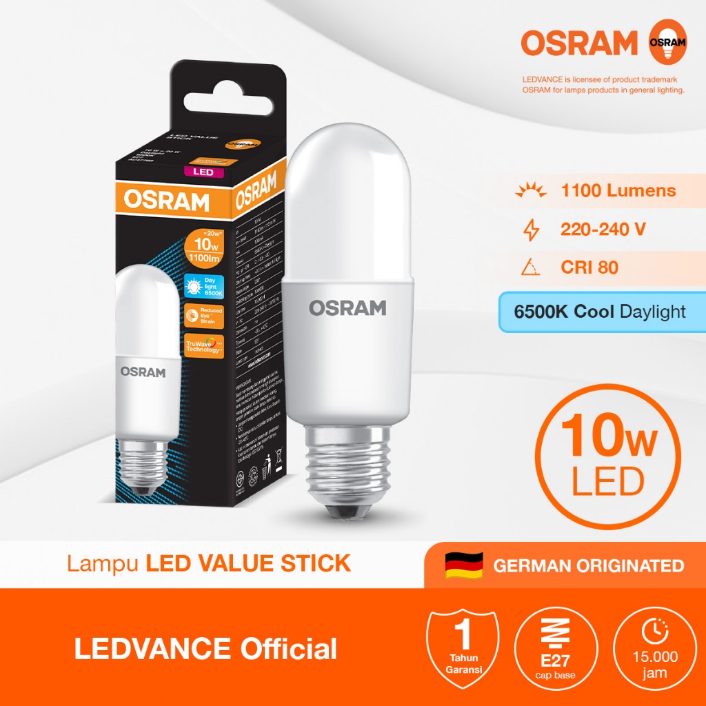 Jual OSRAM LED Value Stick 10W Lampu Bohlam Cahaya Putih 6.500K ...