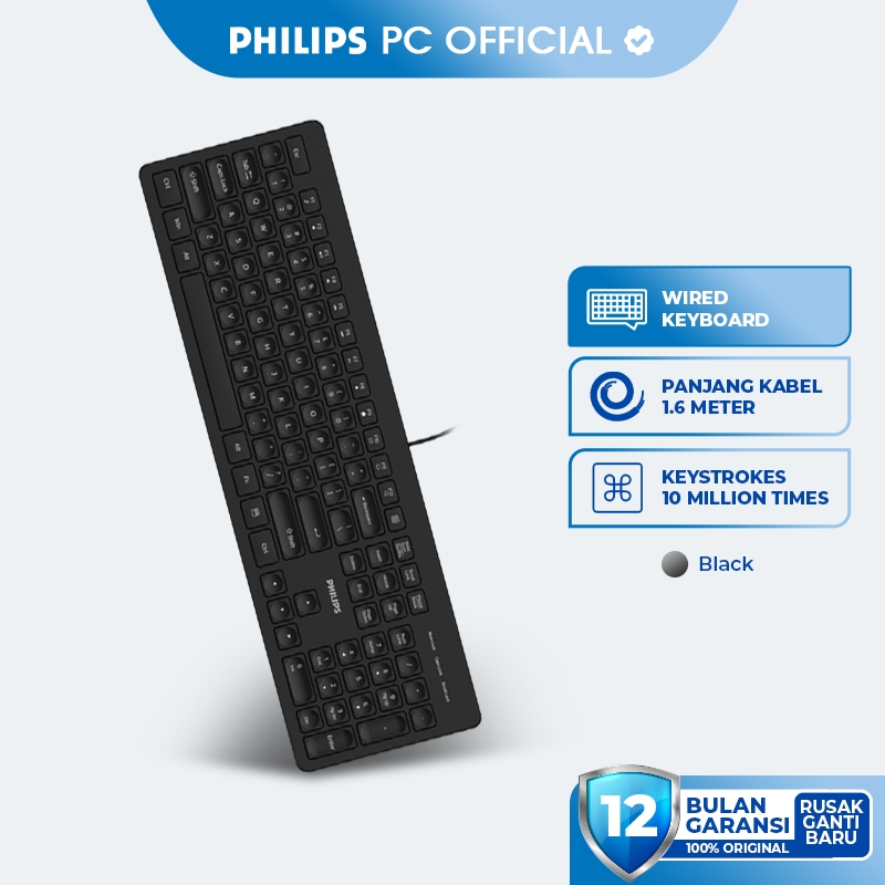 Jual Philips Keyboard USB Wired Compatible System Keystrokes 10 Milion ...